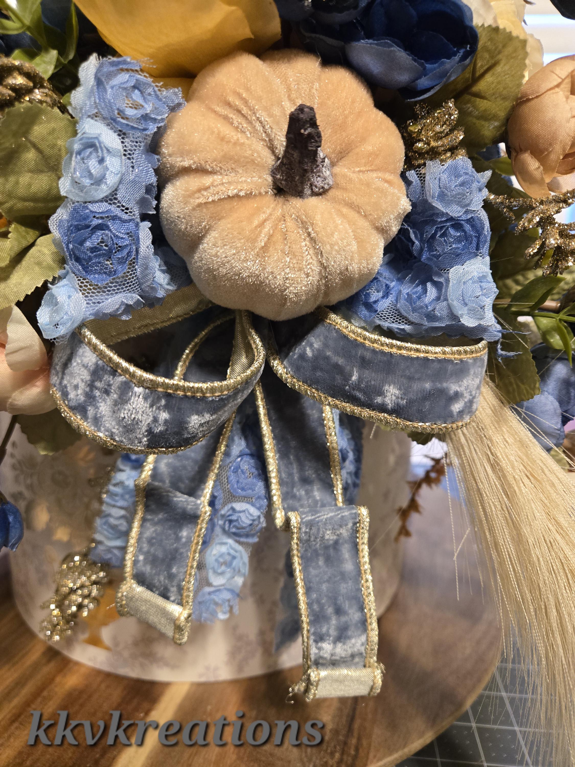 Boho Luxe Fall Wedding Centerpiece | Elegant Pumpkin Floral Arrangement ...