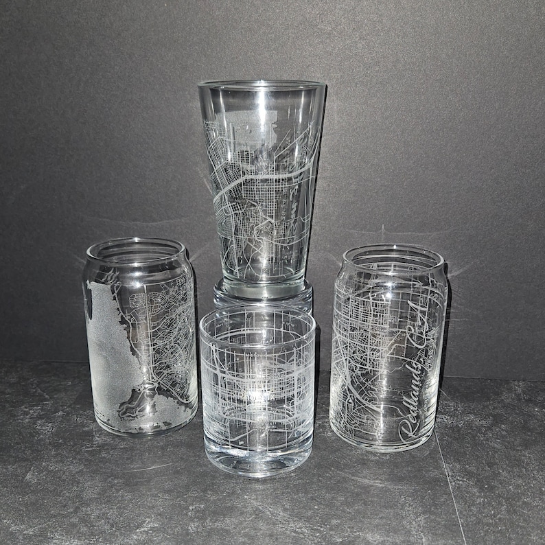 Custom City Map Glass Cups - Personalized City Map Glassware - Perfect ...