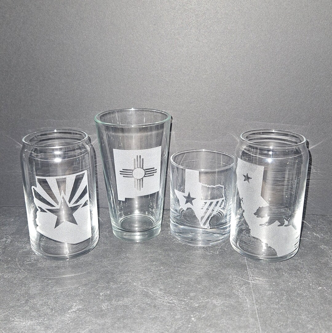 Custom State Outline With State Flag Glassware - Etsy