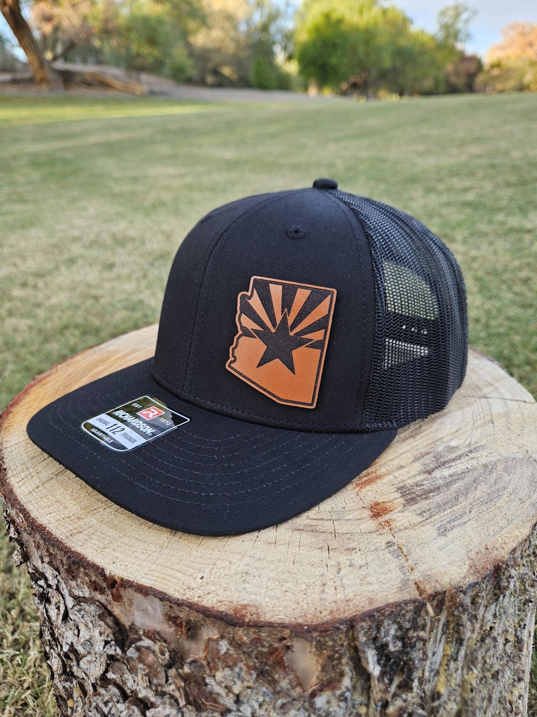 Arizona State Outline Flag Full Grain Leather Patch Richardson112 Snap ...