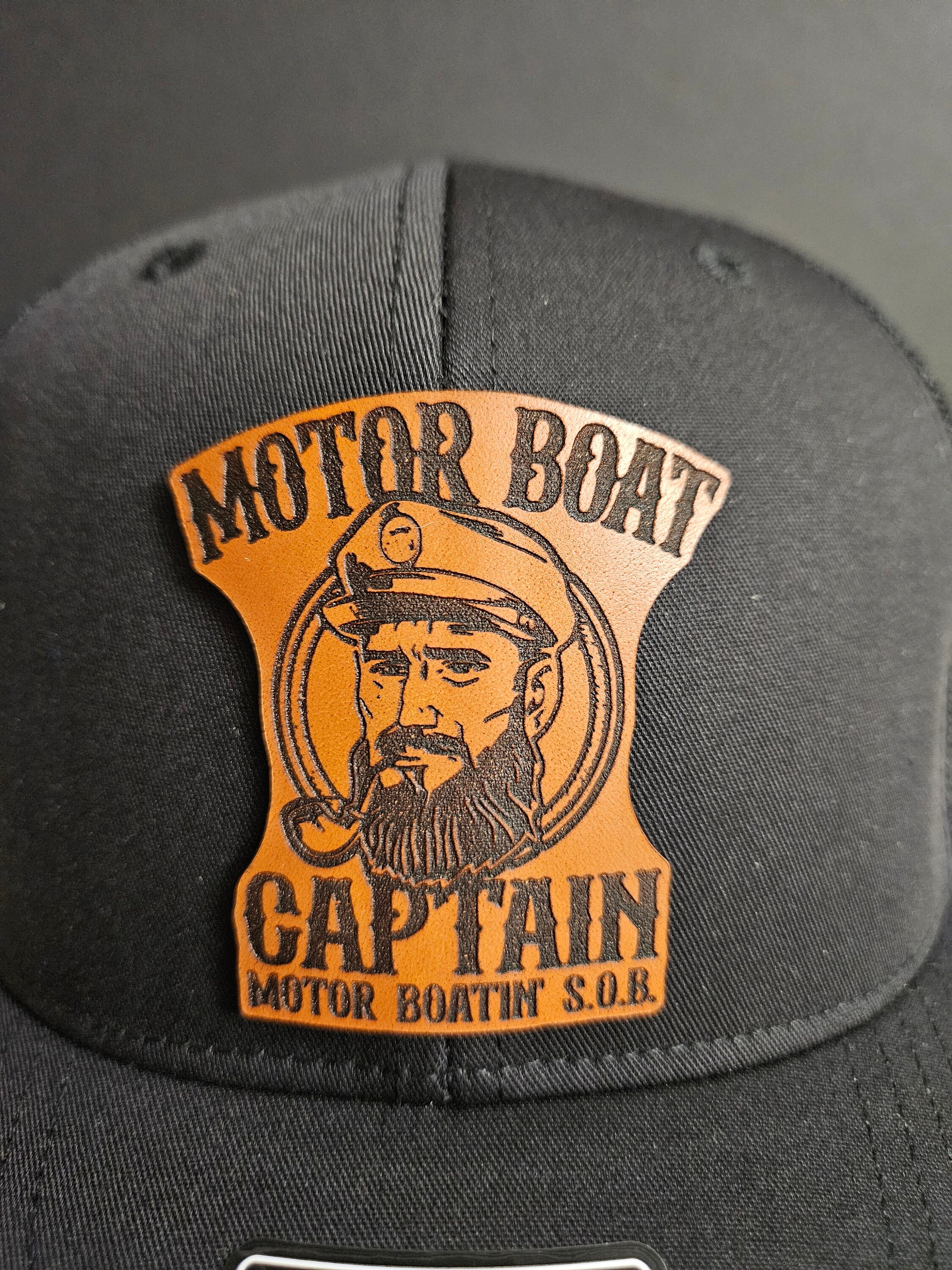 Motorboatin S.O.B Full Grain Leather Patch. Richardson 112 Snap-back ...