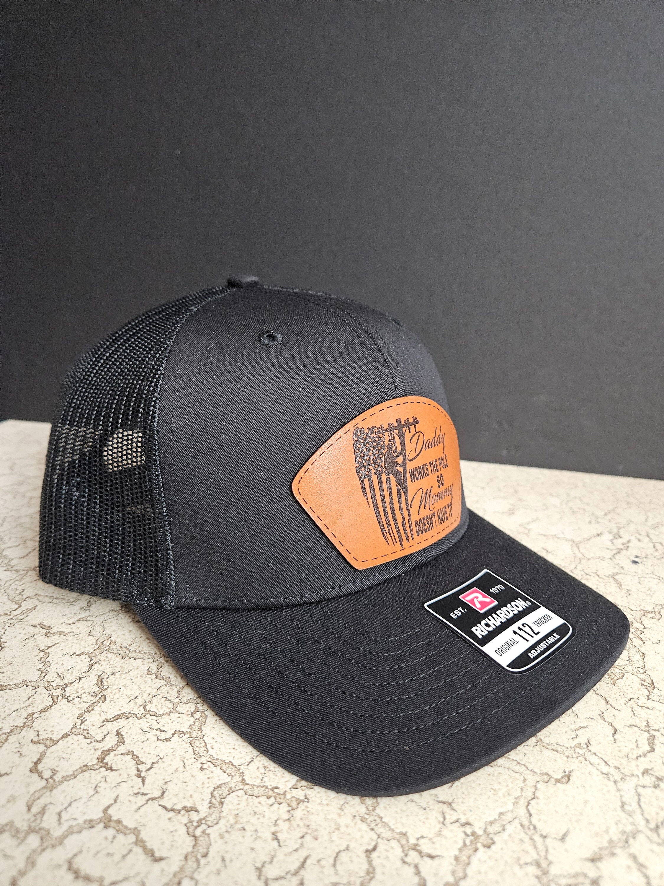 Richardson 112 Snap-back Trucker Hat With Full Grain Leather Patch for Lineman - Etsy