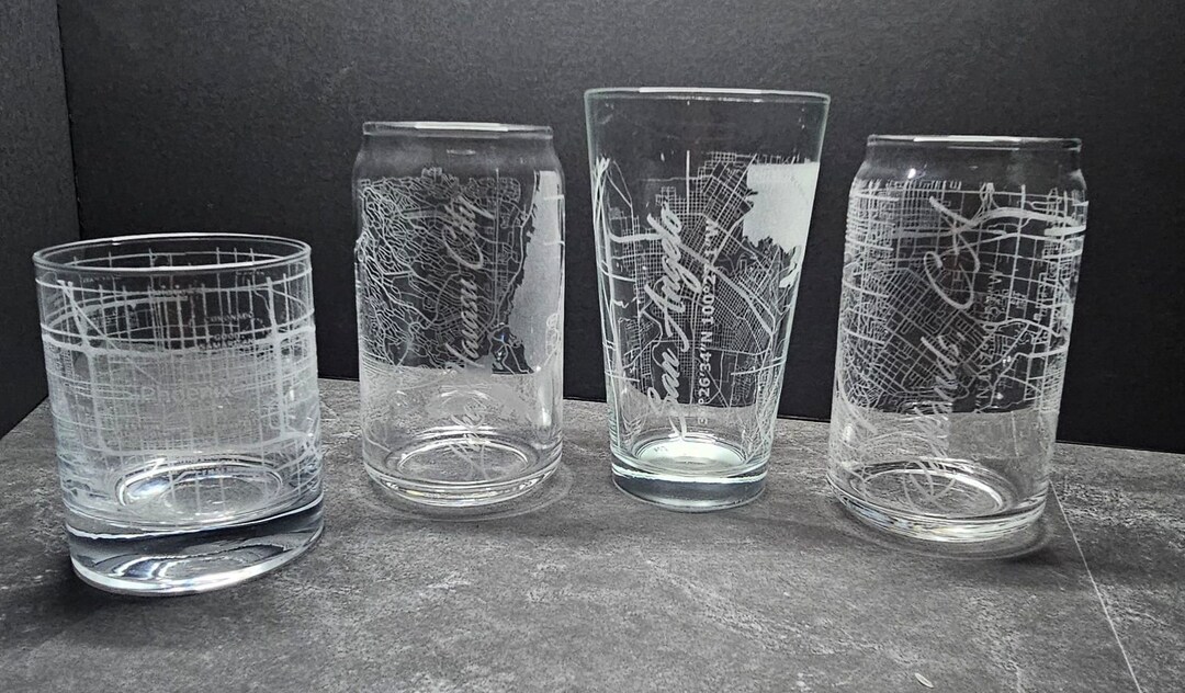 Custom City Map Glass Cups - Personalized City Map Glassware - Perfect ...