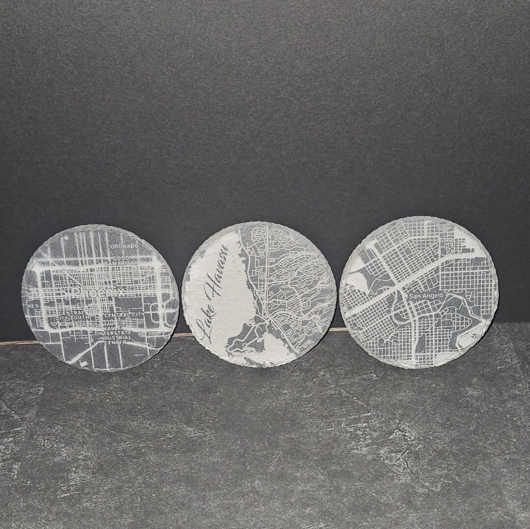 Iced Drink Coasters | 4 Inch Slate Coasters | Custom City Map - Etsy