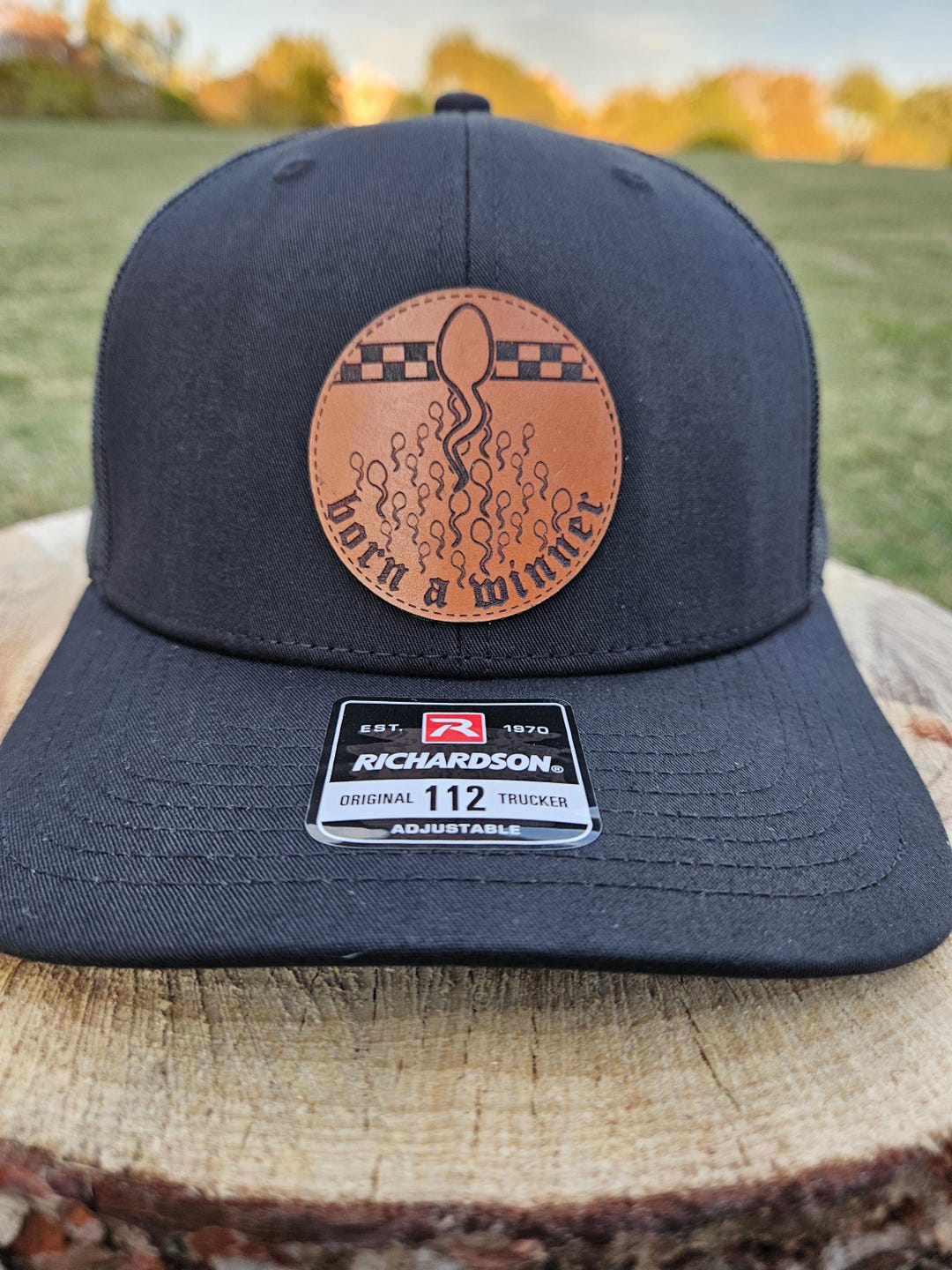 Born A Winner! Full Grain Leather Patch Richardson112 Snap-back Trucker ...