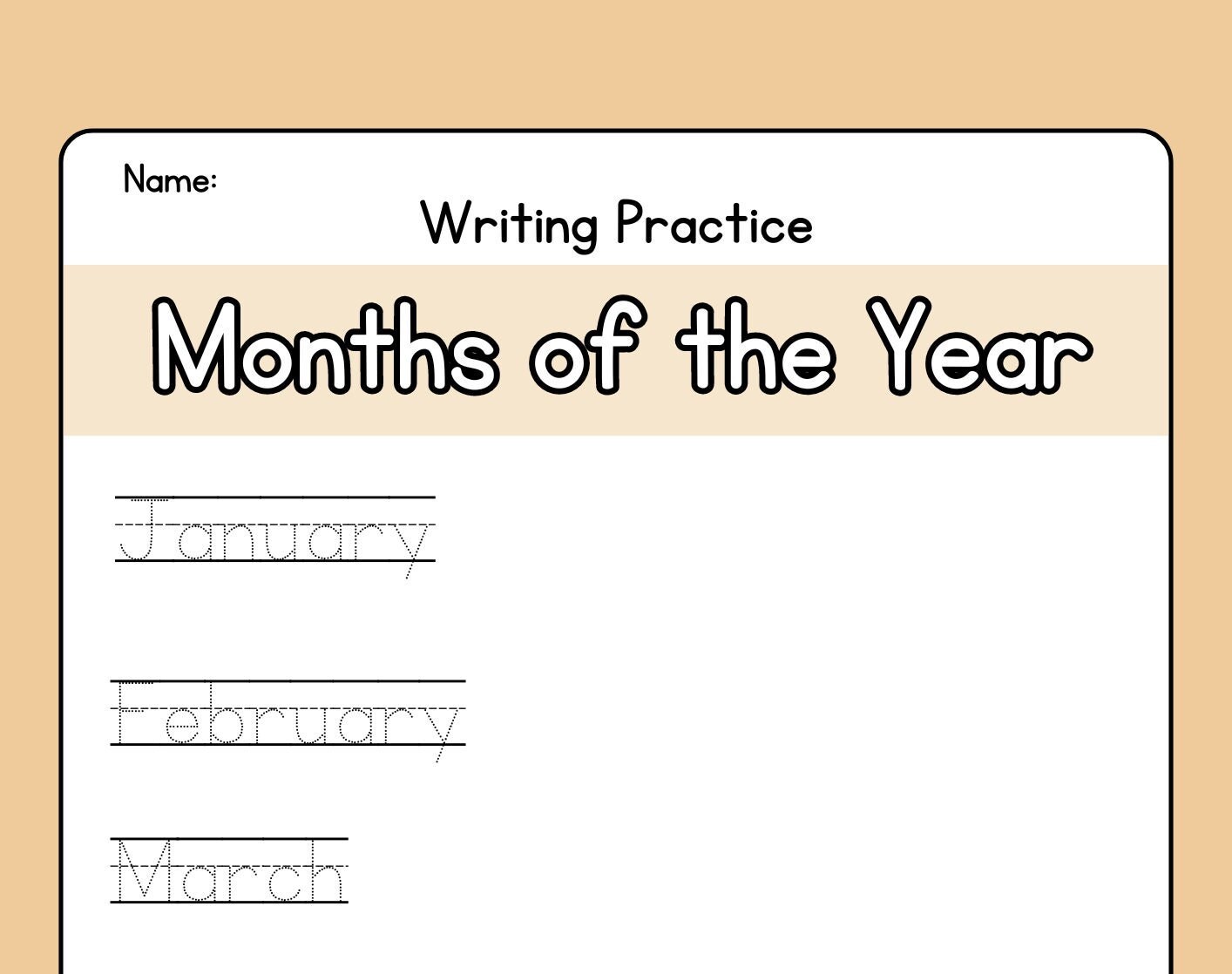 Days and Months Tracing Worksheet (digital Download) - Etsy