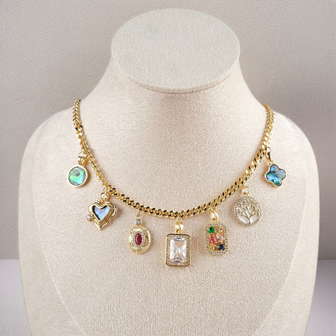 Build Your Own Custom Charm Necklace, Gold Charm Necklace, Pick Your ...