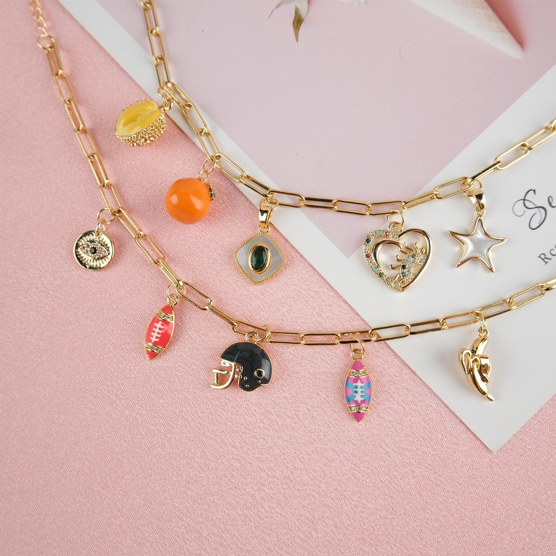 Make Your Own Charm Necklace, Custom Gold Charm Necklace, Pick Your ...