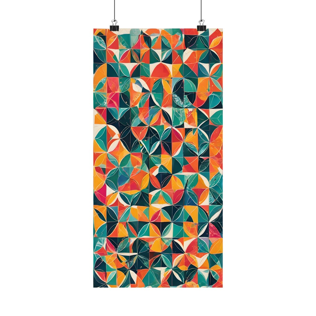 Geometric Patterns Poster: Playful Shapes in Bright Reds & Deep Blues ...