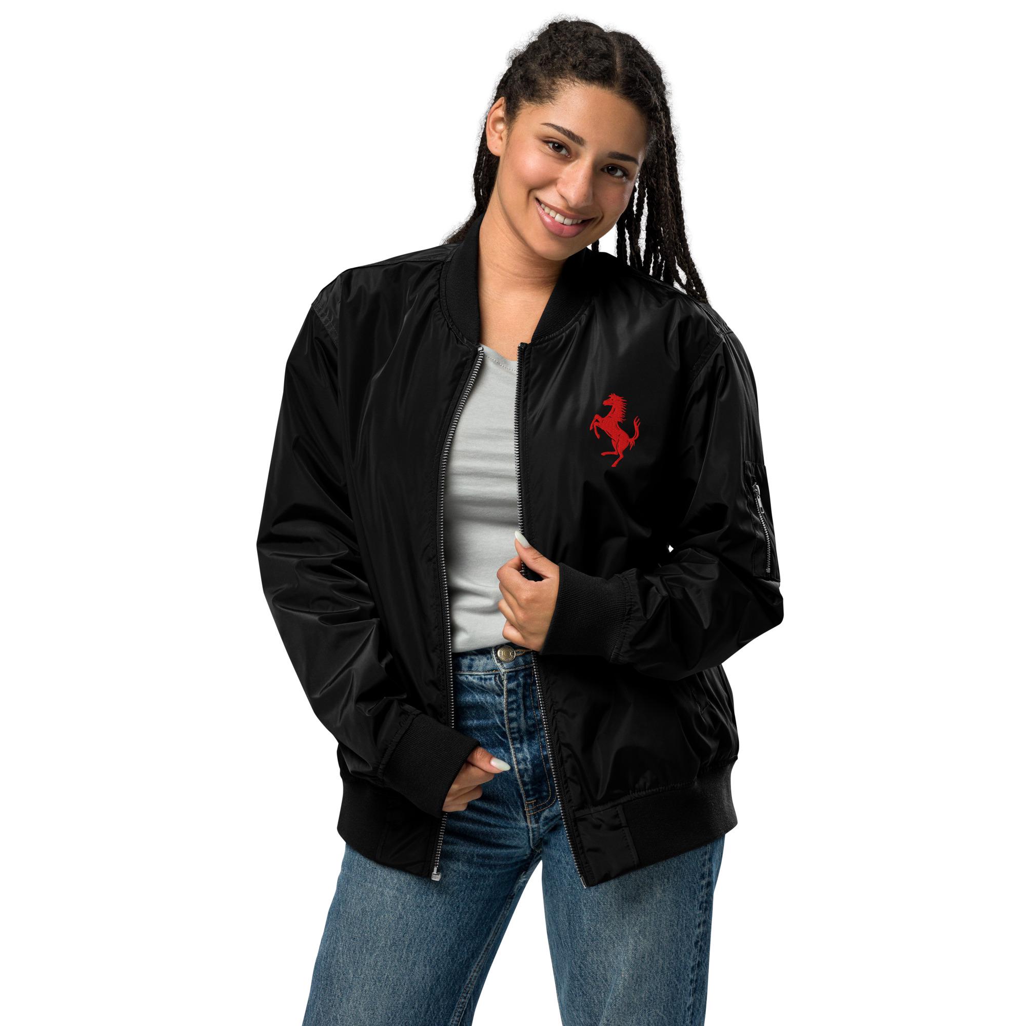 Ferrari Bomber Black Jacket | Ferrari Biker Jacket | Black Bomber | F1 ...