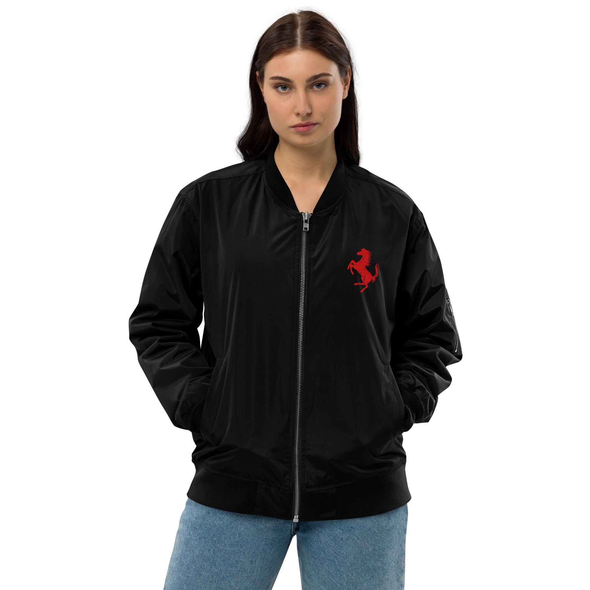 Ferrari Bomber Black Jacket | Ferrari Biker Jacket | Black Bomber | F1 ...