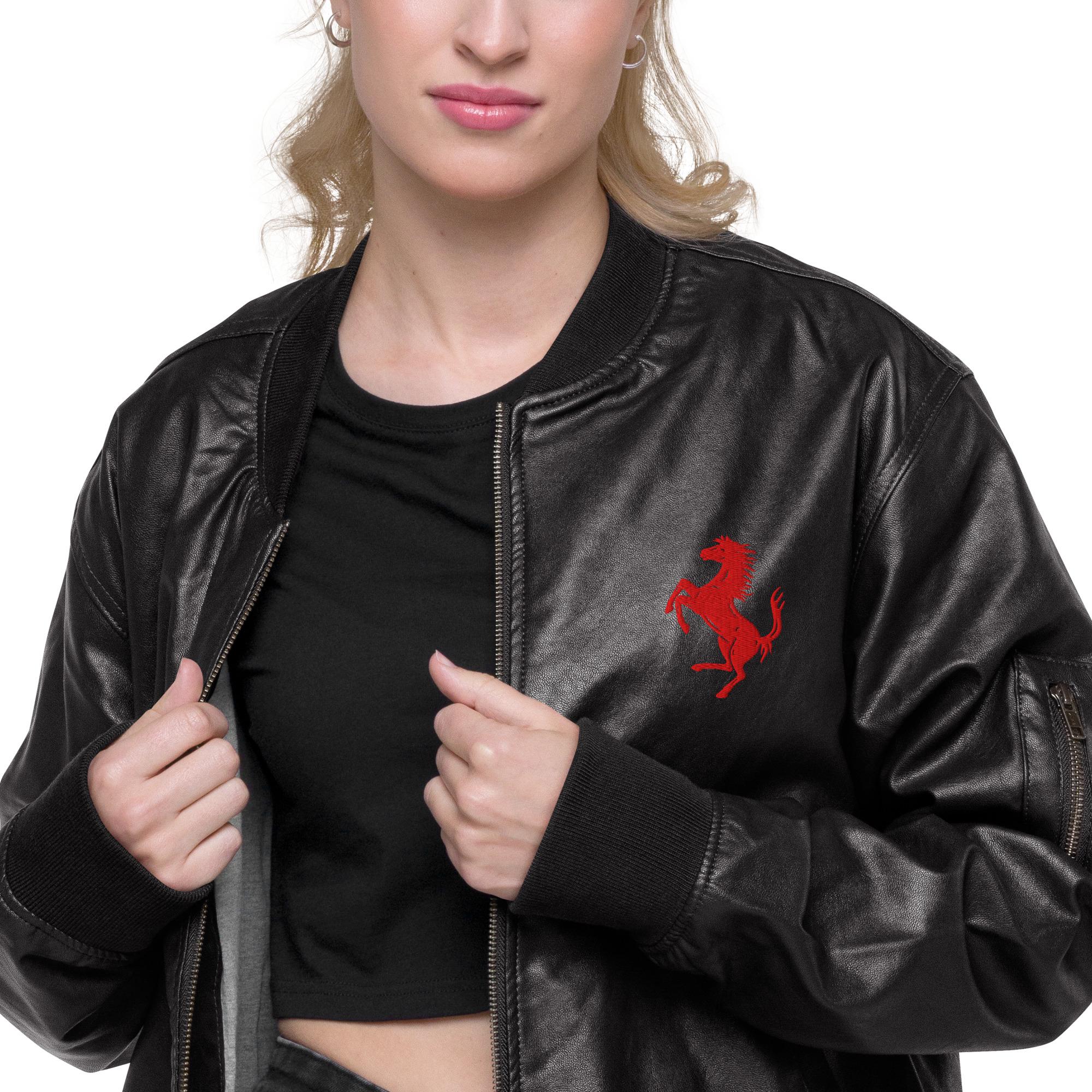 Ferrari Bomber Black Leather Jacket | Ferrari Biker Jacket | Black ...