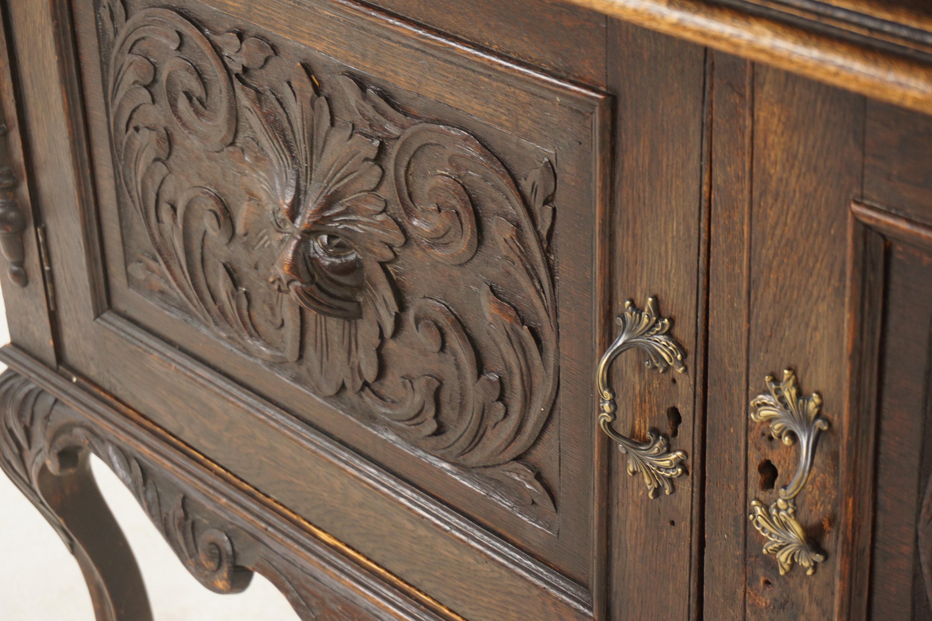 Antique Carved Oak Barley Twist Welsh Dresser, Sideboard , Buffet Hutch ...