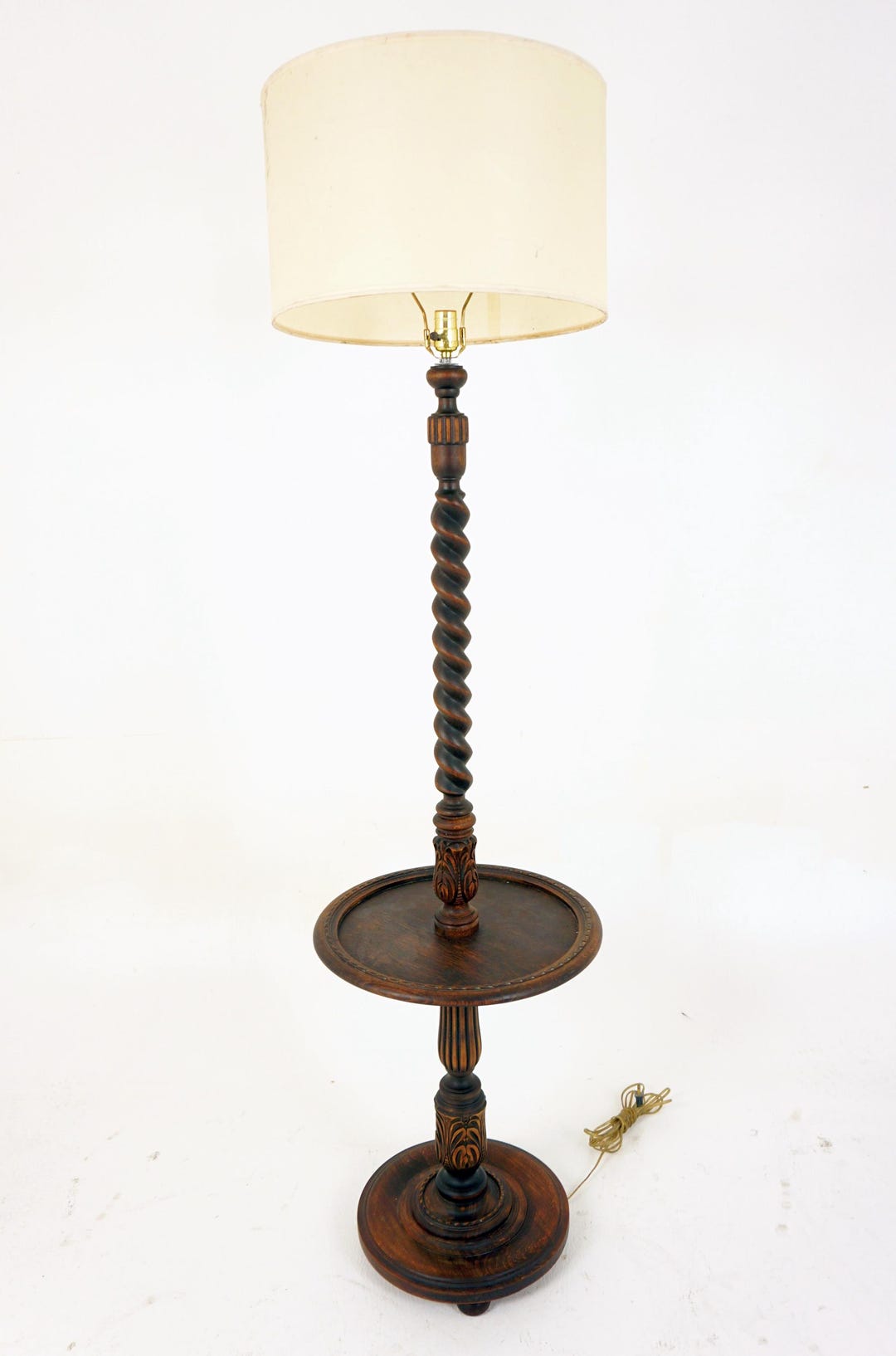 Tall Vintage Beech Wood Barley Twist Lam/wine Table, Scotland 1940 F ...