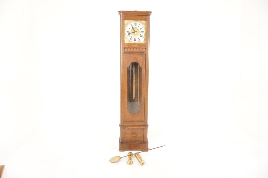 Vintage Art Deco Oak Grandfather Clock Long Case Clock, Scotland 1930 ...
