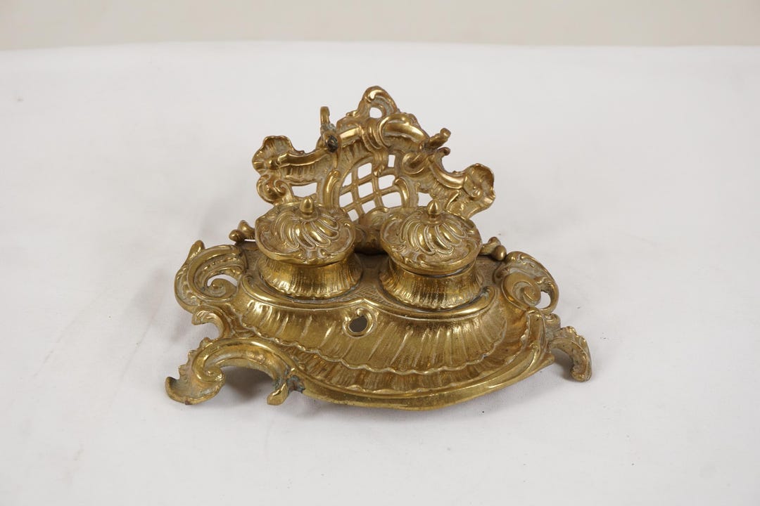 Antique Art Nouveau Gilt Bronze & Brose Double Inkstand, Scotland 1910 ...