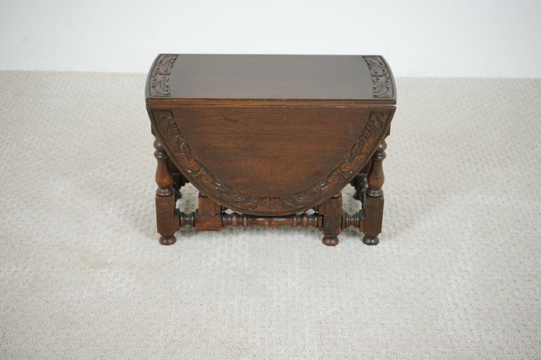 Petite Vintage Carved Oak Drop Leaf , Gateleg , Coffee Table Scotland ...