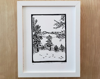 Ibis Linocut Original Art Print Hand-printed Florida Bird Block Relief ...