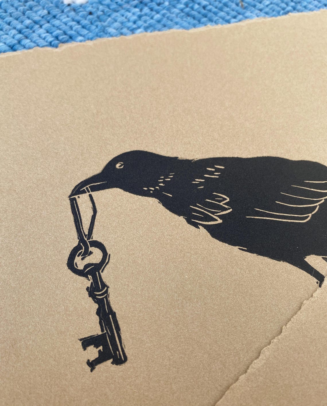 Crow Linocut Original Art Print Hand-printed Crow's Gift Block Relief ...