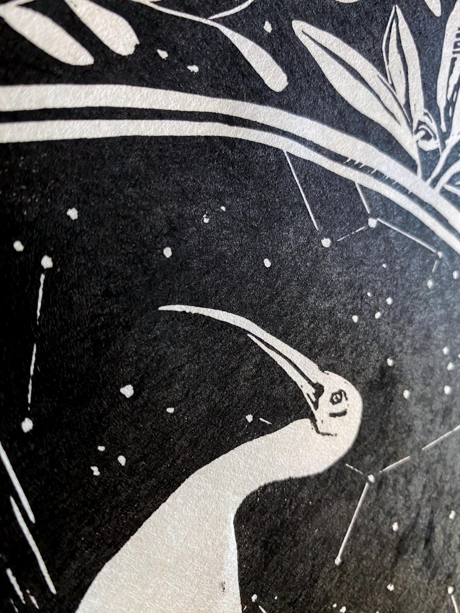 Ibis Linocut - Original Art Print - Hand-printed Florida Bird Block ...