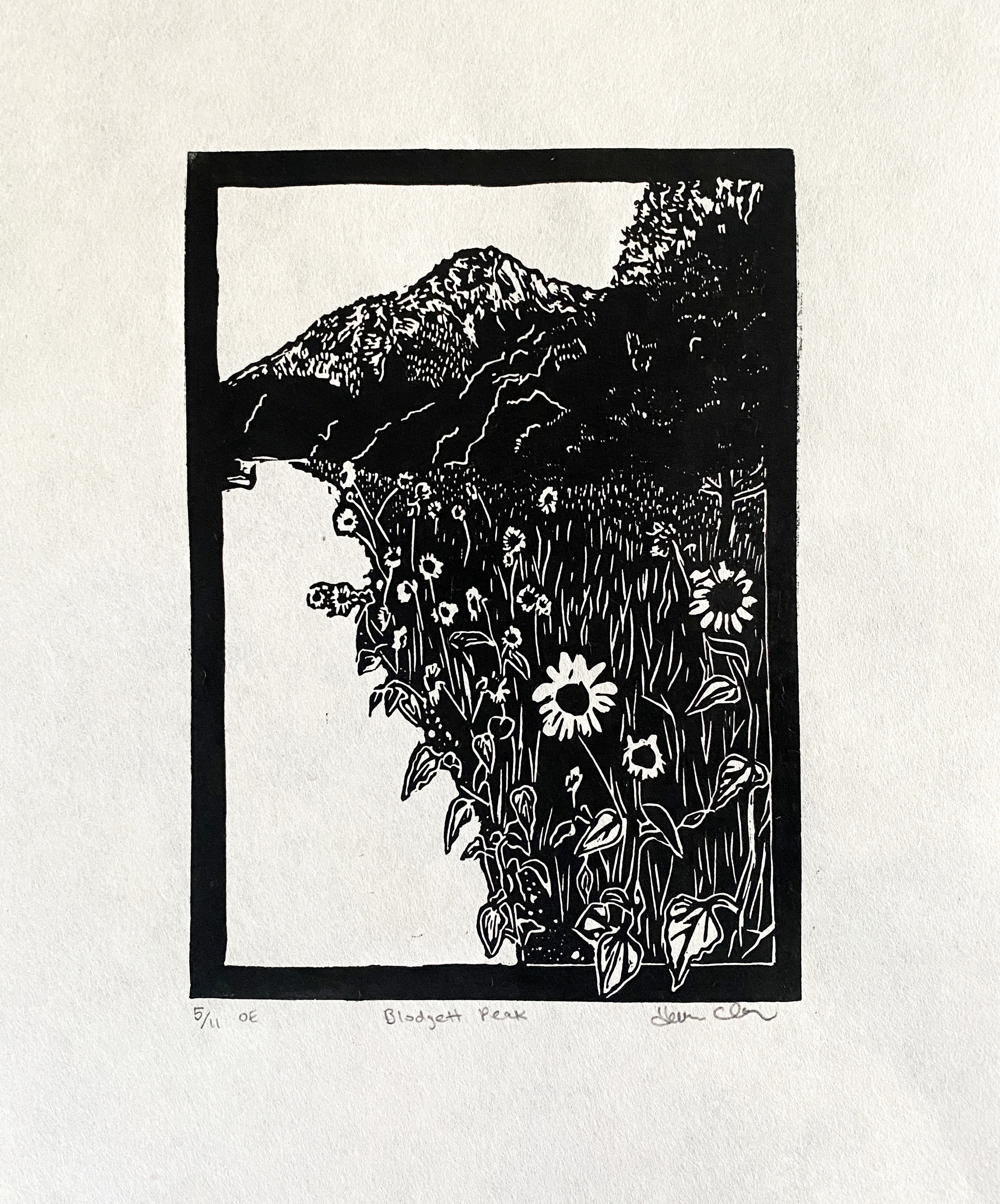 Blodgett Peak Open Space Linocut - Original Art Print - Colorado Hiking ...
