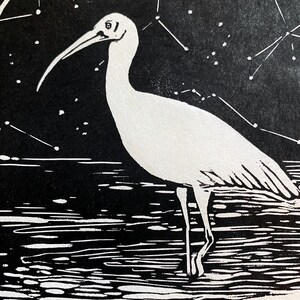 Ibis Linocut - Original Art Print - Hand-printed Florida Bird Block ...
