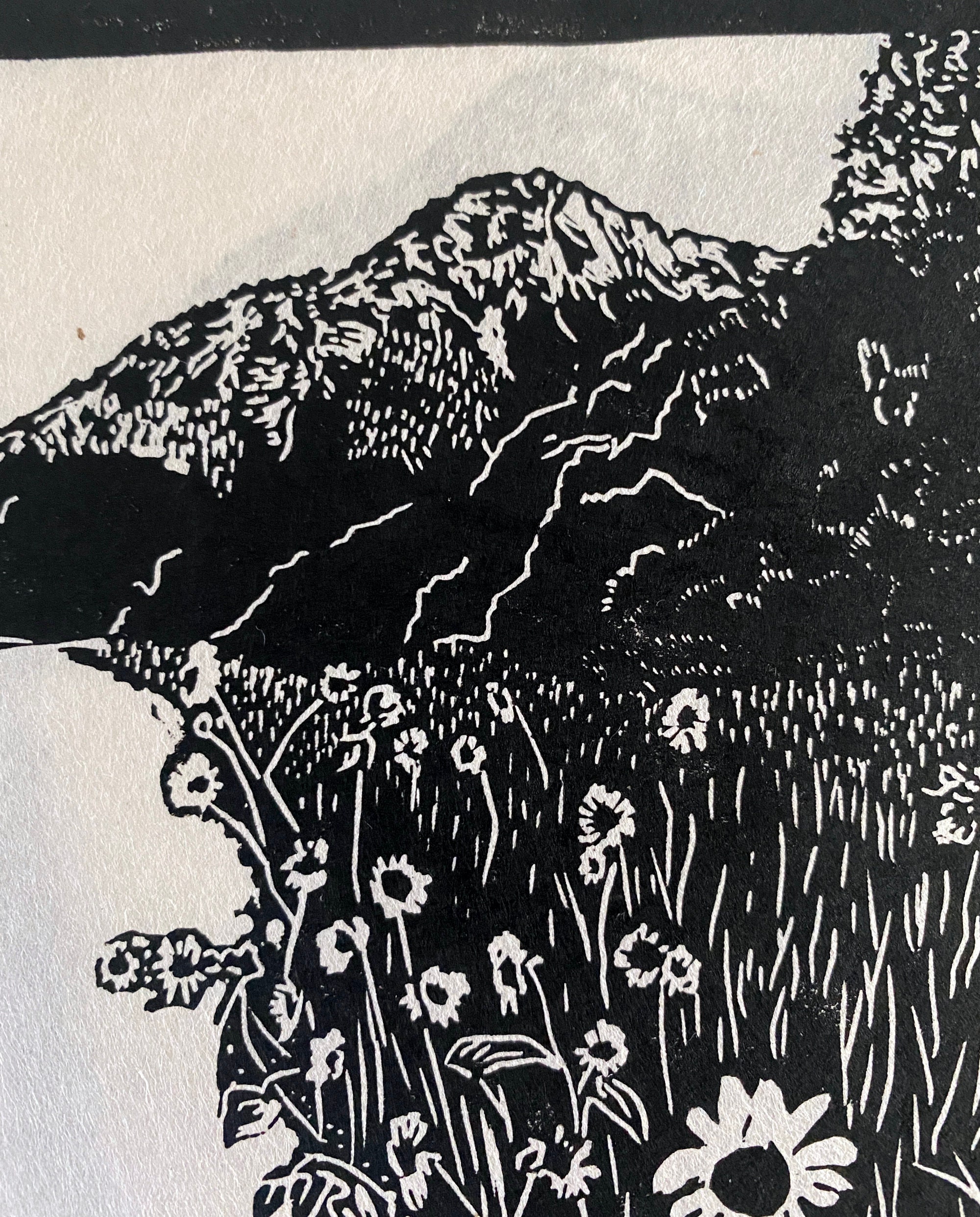 Blodgett Peak Open Space Linocut - Original Art Print - Colorado Hiking ...