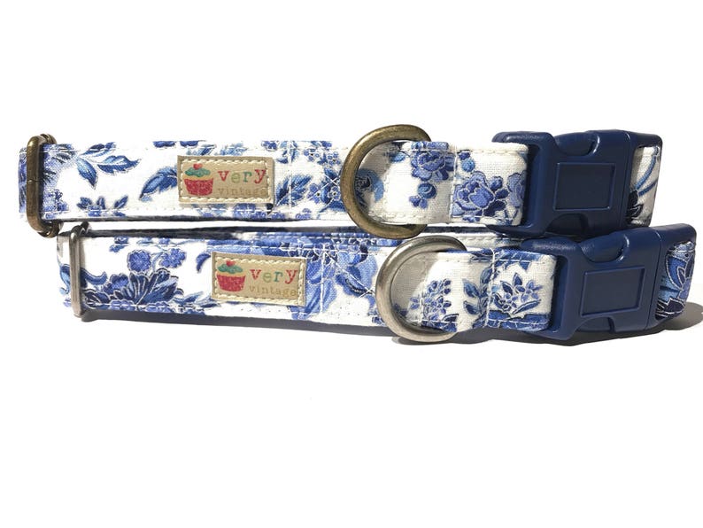 Paisley Dog Collar | Blue and White Floral Collar | Royal Dog Collar ...