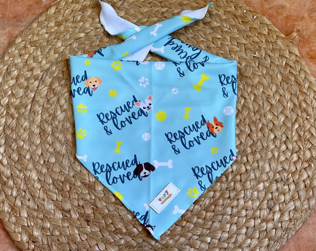 Cooling Mesh Dog Bandana | Rescued and Loved Dog Bandana | Pet Gift ...
