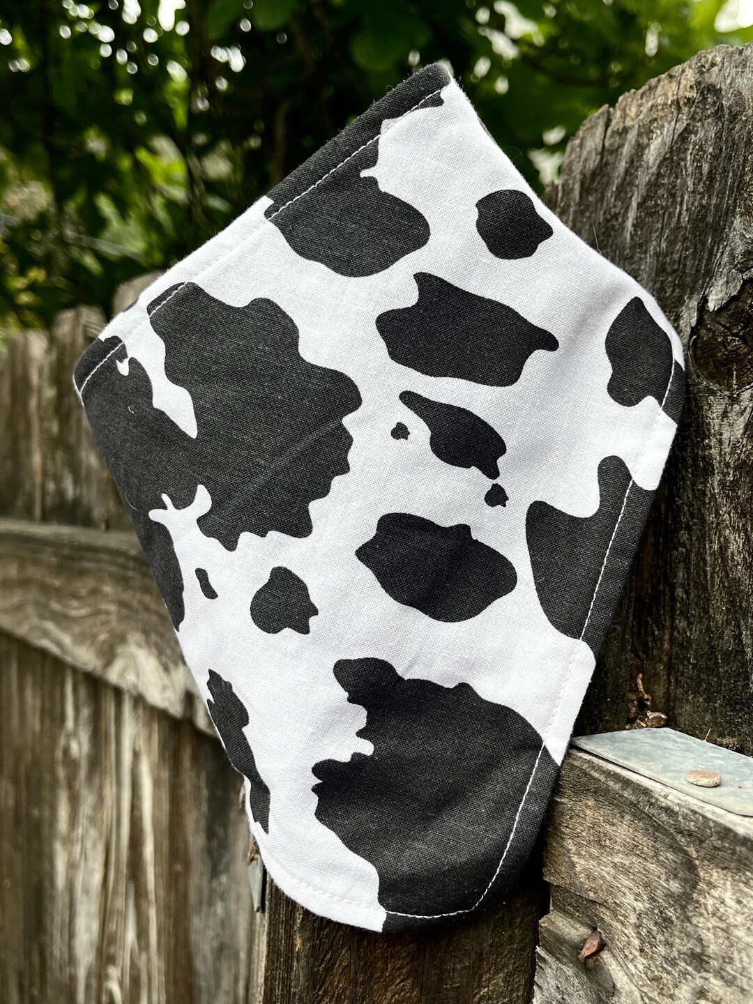 Cow Print Dog Bandana – Black and White Pet Scarf for Dogs and Cats ...