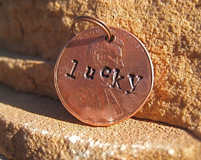 Lucky Penny Unique Handstamped Pet ID Tag Copper Small Dog - Etsy