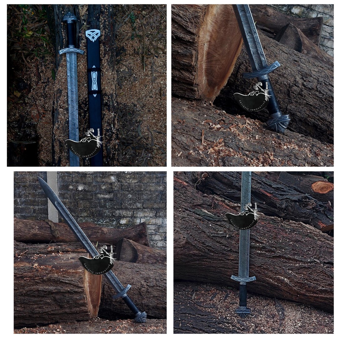 Hand Forged Damascus Steel Viking Sword Sharp Replica, Medieval Sword ...