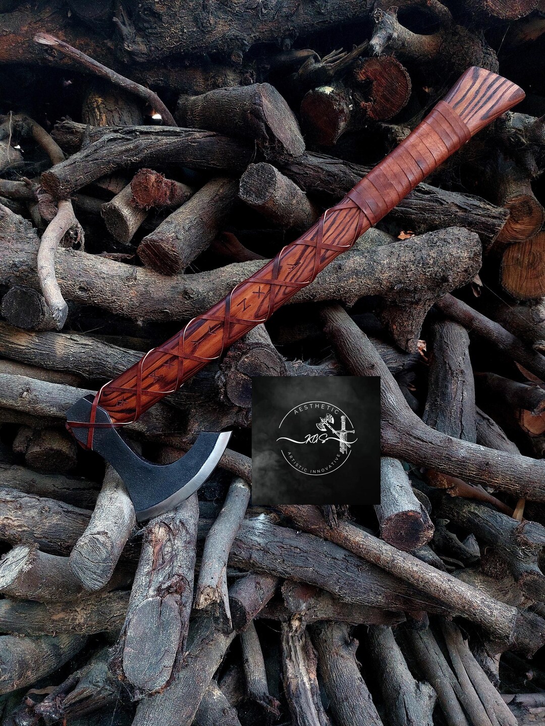 Custom Gift Hand Forged Carbon Steel VIKING AXE With Ash Wood Shaft, RAGNAR Viking Axe, Axes ...