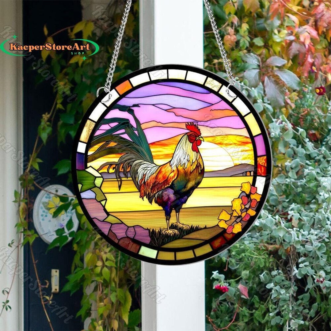 Rooter Suncatcher, Rooter Acrylic Window Decor, Chicken Suncatcher ...