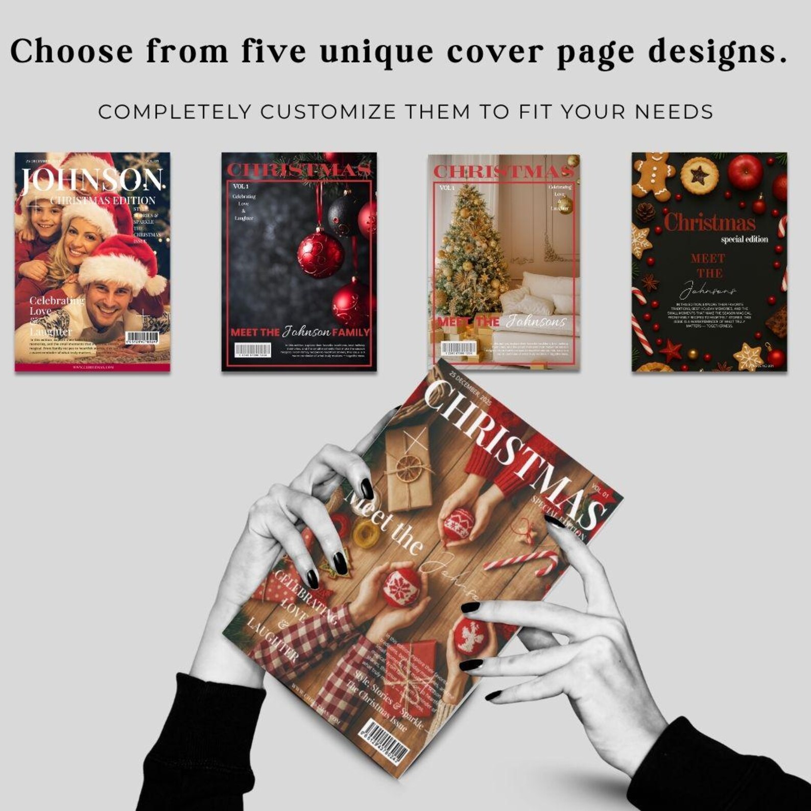 Family Christmas Magazine Template | Editable Canva Template ...