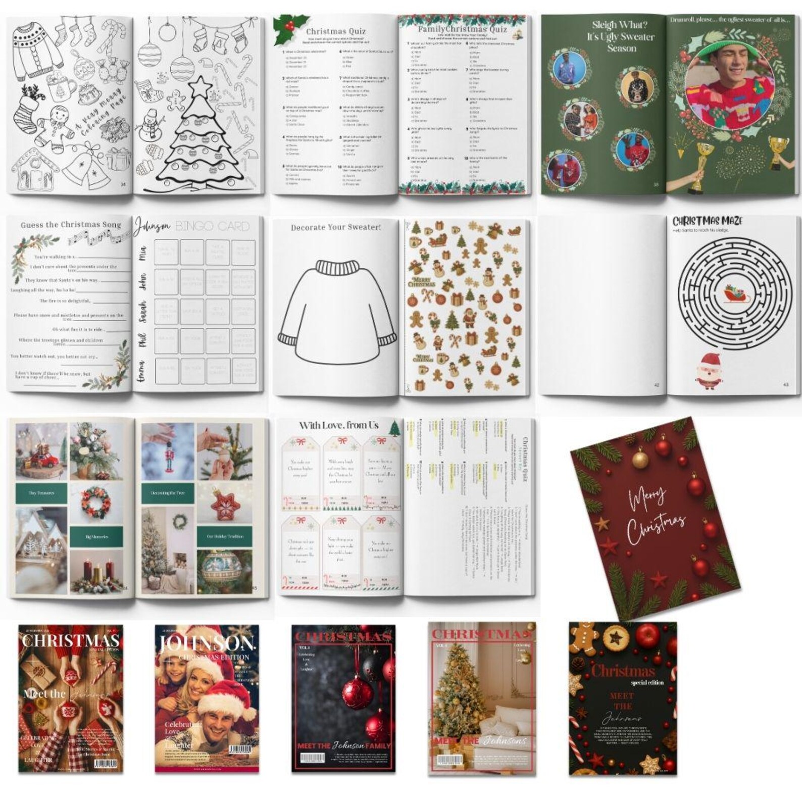 Family Christmas Magazine Template | Editable Canva Template ...