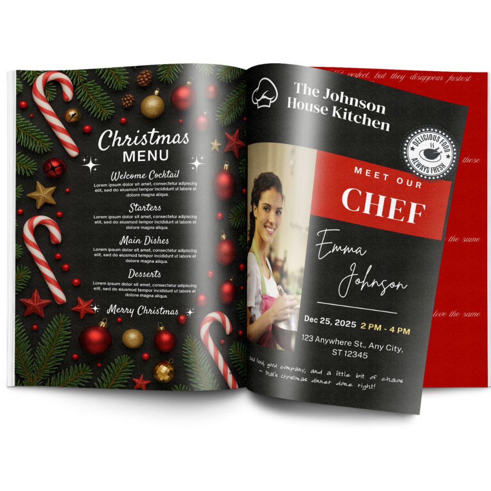 Family Christmas Magazine Template | Editable Canva Template ...