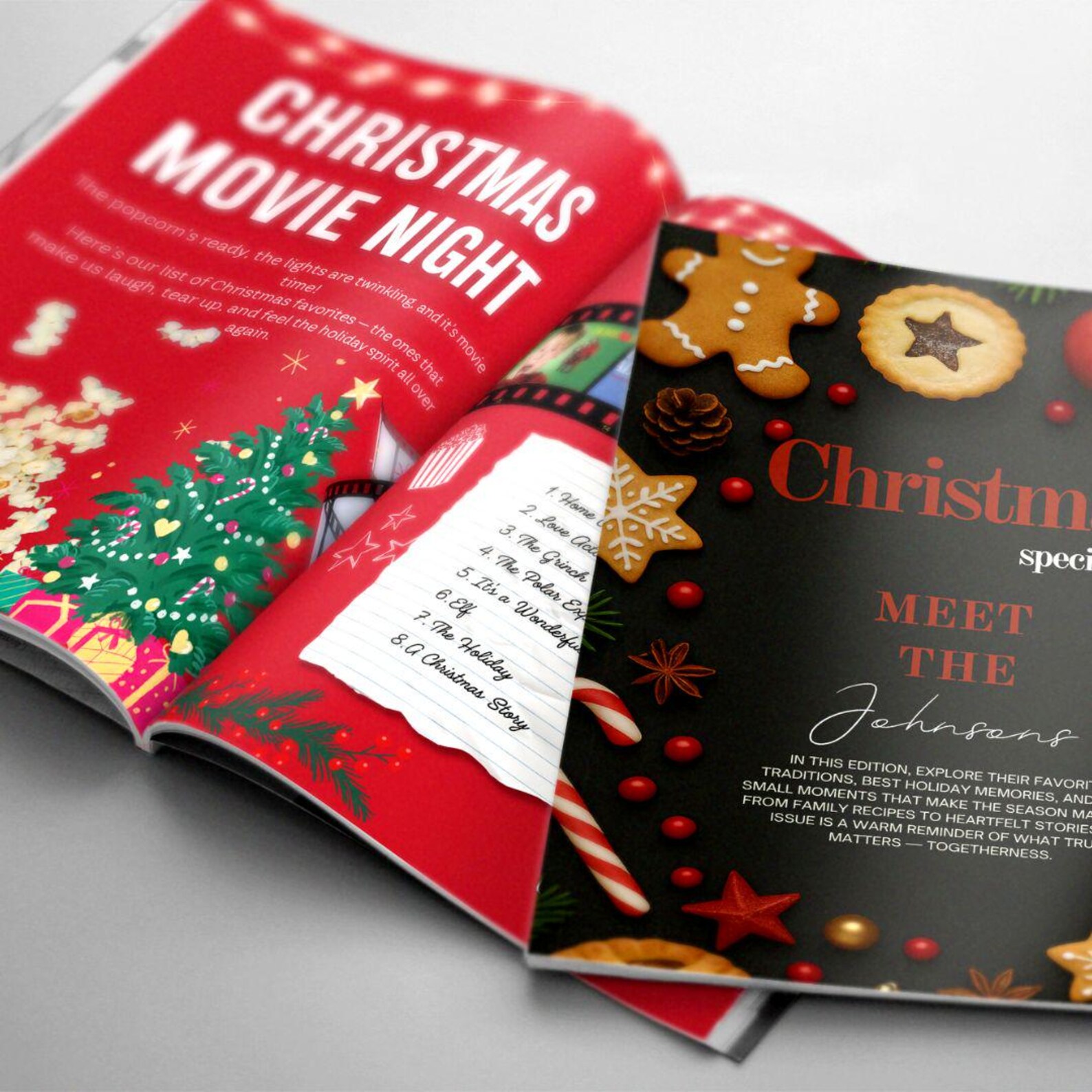 Family Christmas Magazine Template | Editable Canva Template ...