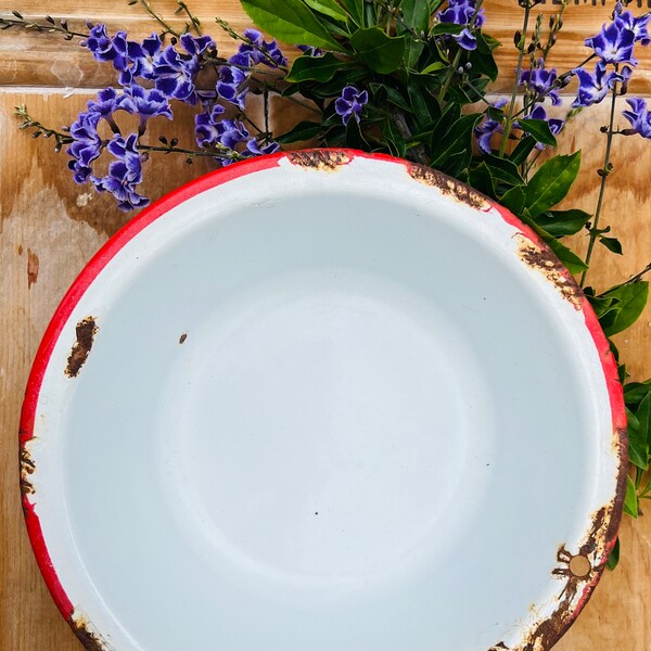 Red Enamel Bowl - Etsy