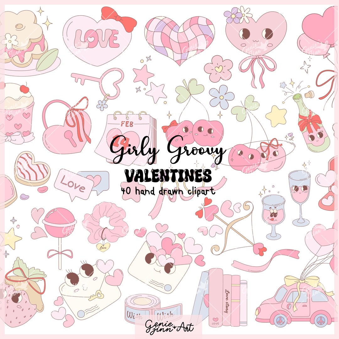 Girly Groovy Valentine Clipart : Groovy Valentine Clipart Pastel ...