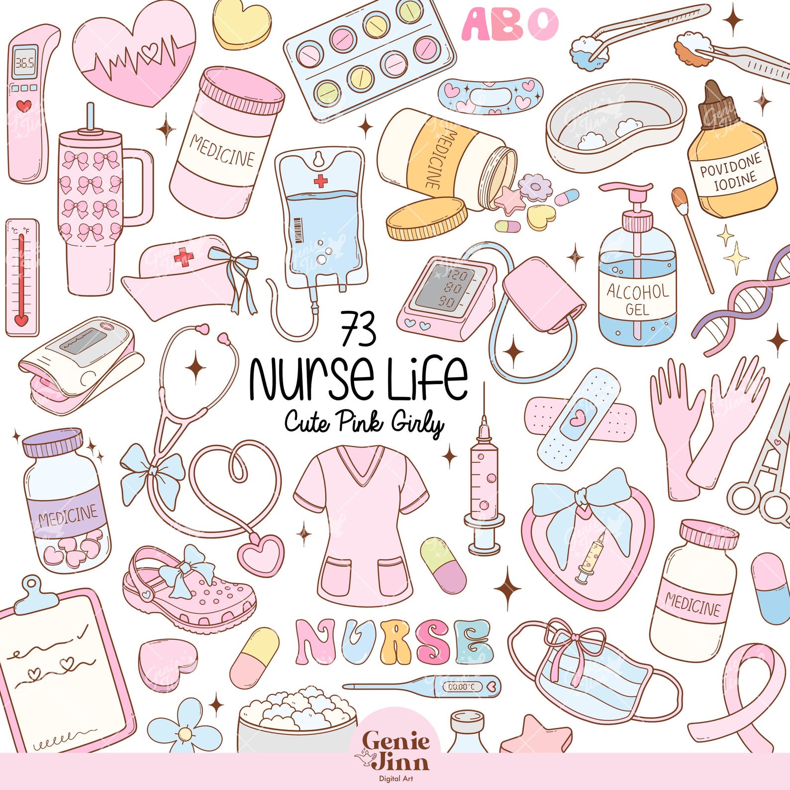 Pink Nurse Life Clipart PNG SVG | Medical Clipart, Groovy Mental Health ...