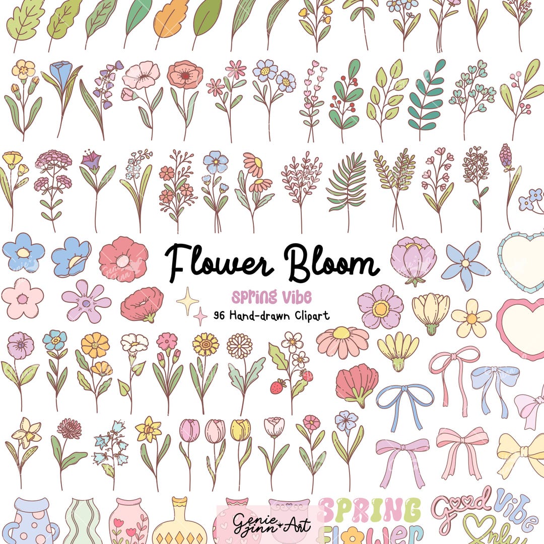Spring Flowers Blooming Clipart: Spring Clipart, Flower Floral Clipart ...