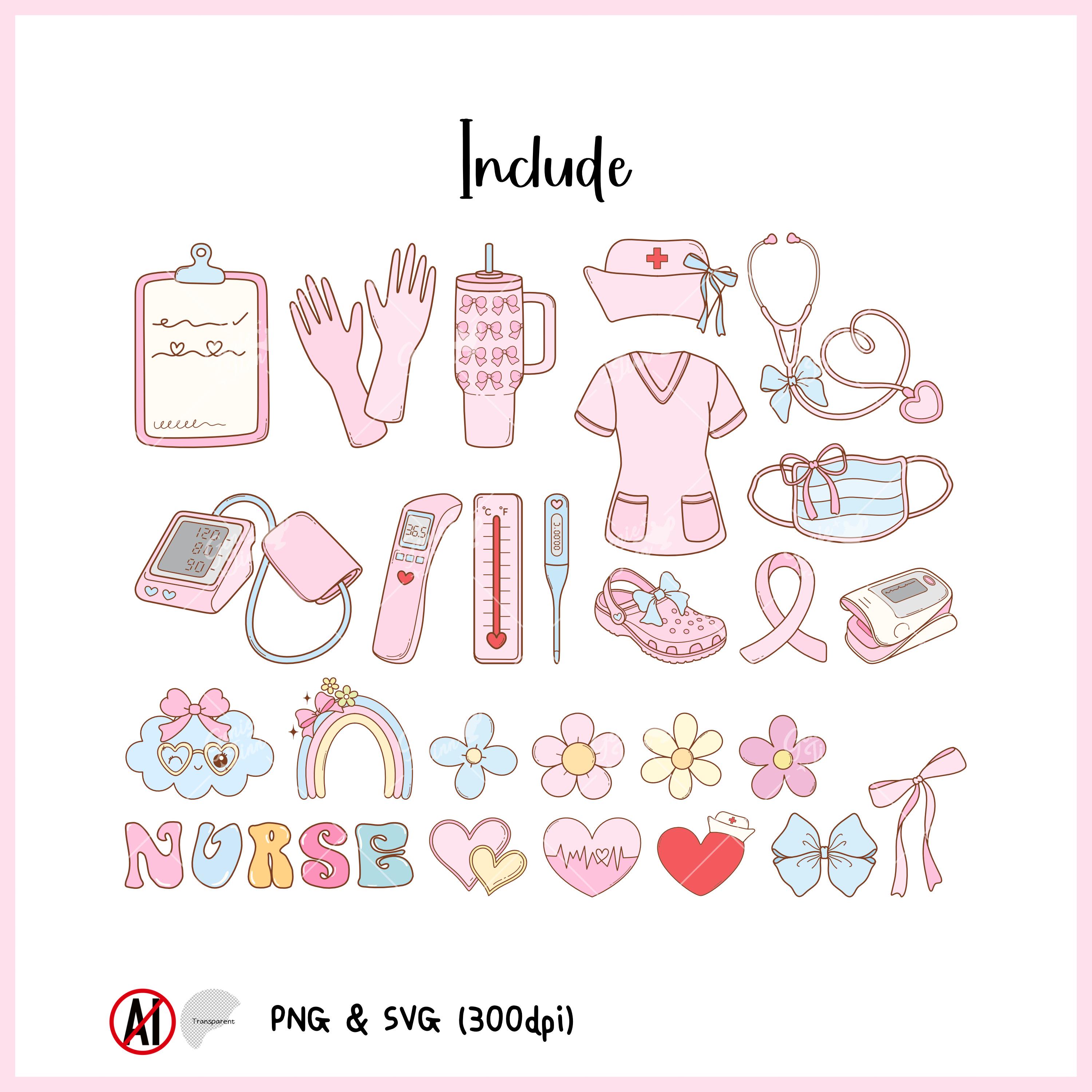 Pink Nurse Life Clipart PNG SVG | Medical Clipart, Groovy Mental Health ...