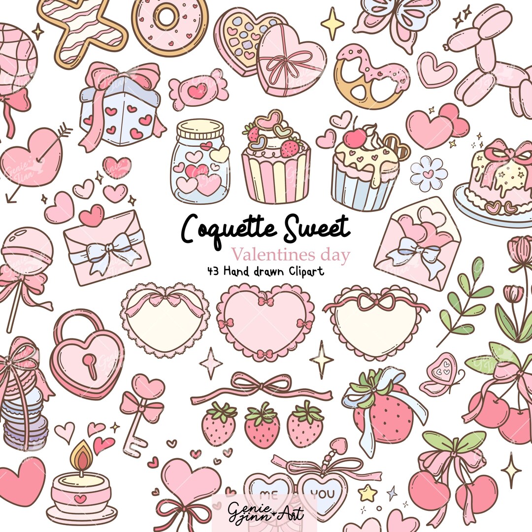 Sweet Pink Valentine Clipart: Coquette Valentine Clipart,pink Valentine ...
