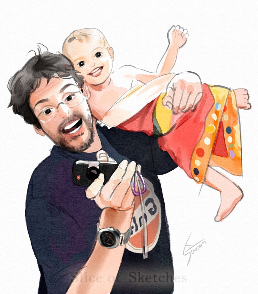Father's Day Gift Custom Digital Art Portrait Gifts From Photos for ...
