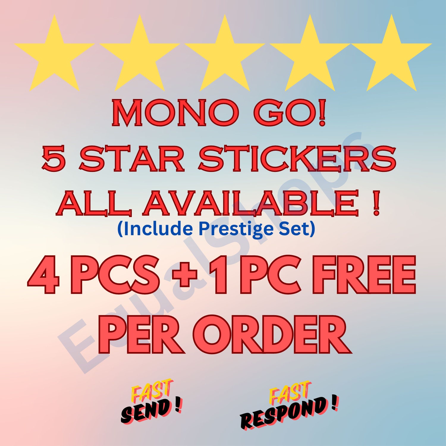 Bundle 5 PCS PER ORDER 5 Star Sticker Mono Go Fast Send If Online (read ...