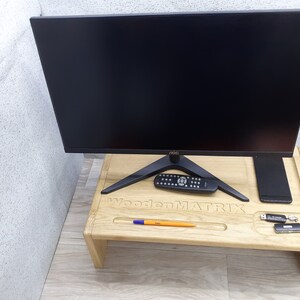 Personalized Solid Wood Monitor Stand, Wood Desk Shelf Organizer ...