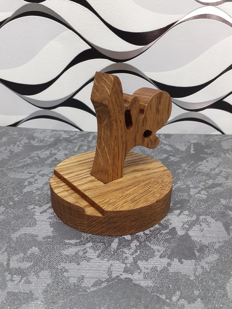 Personalized Solid Wood Phone Stand, Hand Carved Wooden Mobile Holder ...