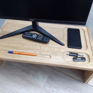 Personalized Solid Wood Monitor Stand, Wood Desk Shelf Organizer ...