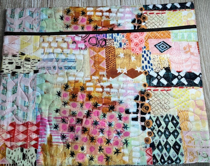 XL Project Bag Modern, Colorful Patchwork With Black Zipper 15 X 12 for ...